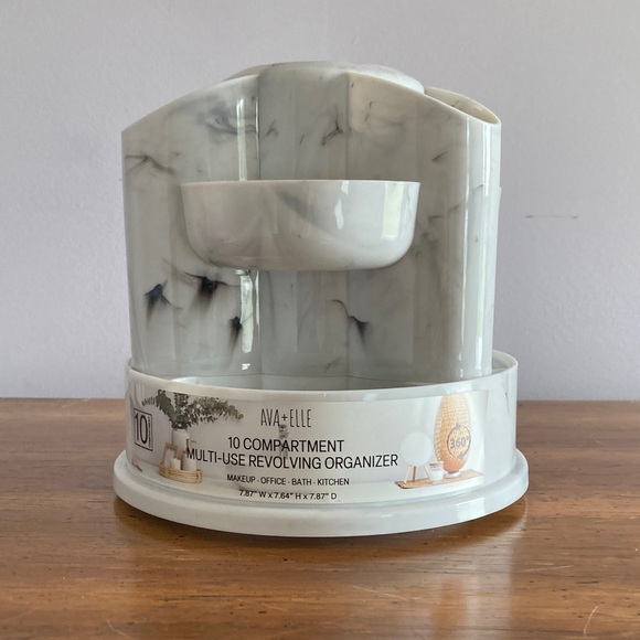 Office | 1 Compartment Multi Use Revolving Organizer Faux Marble Look ...